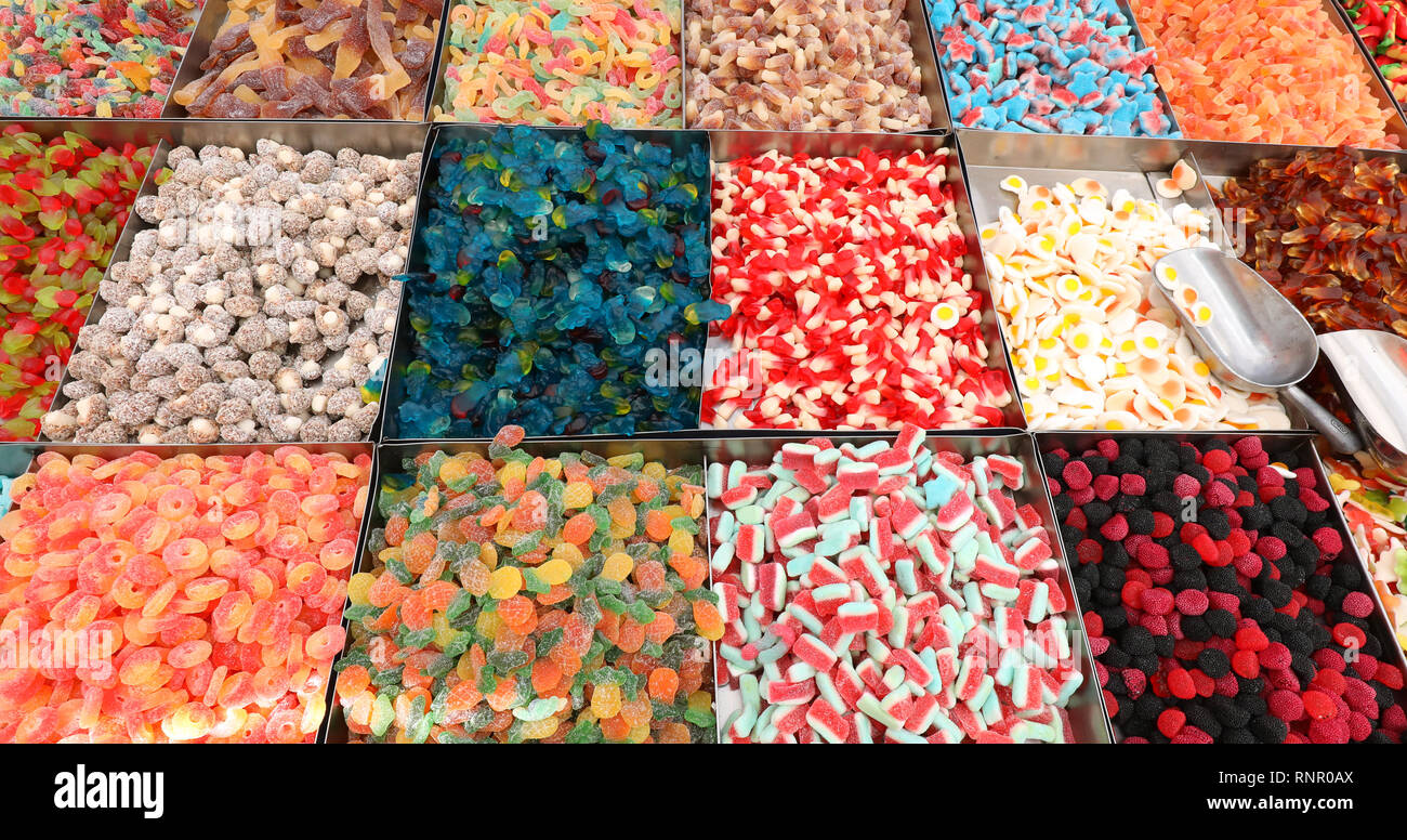 candies shop with many kinds of sweet food Stock Photo - Alamy