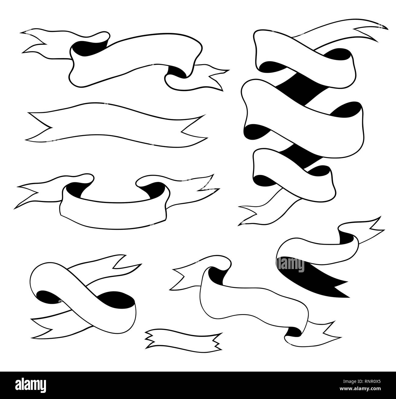 Ribbon banner decoration icon outline Cut Out Stock Images & Pictures ...