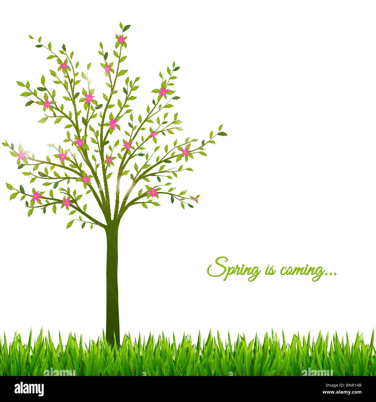 Spring background with tree and grass vector Stock Vector Image & Art ...