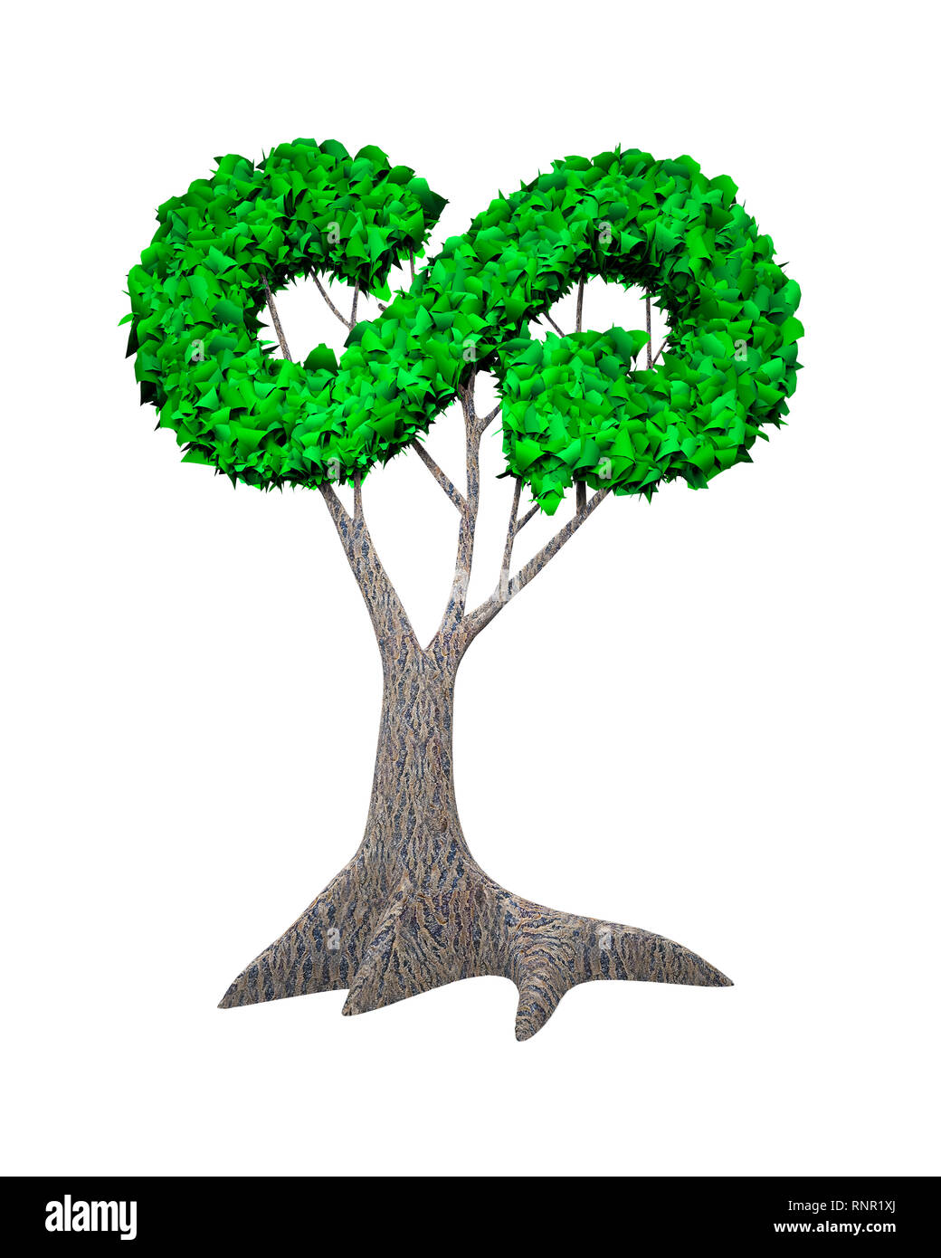 Concept of developing circular economy industry, tree with green leaves ...