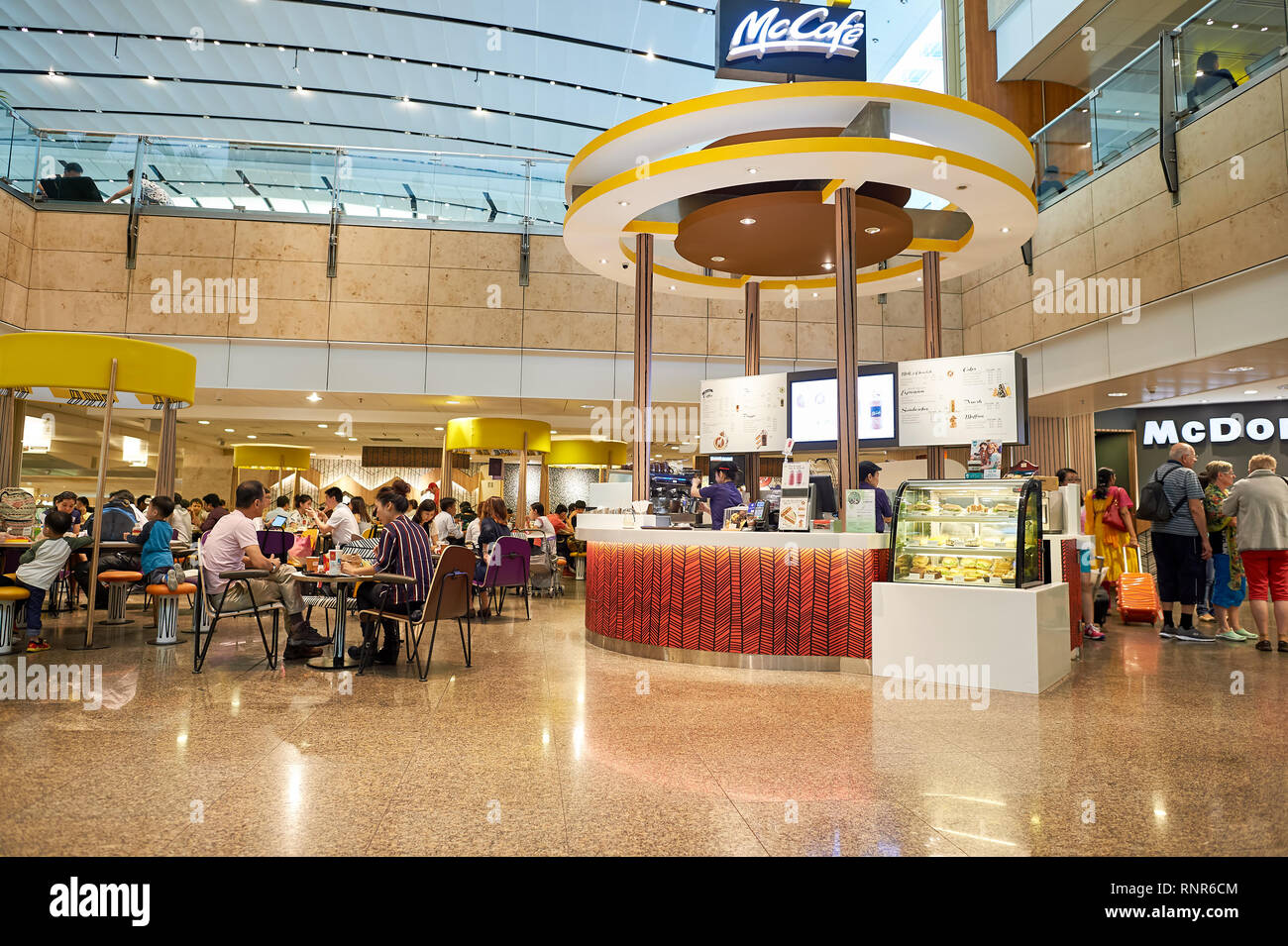 SINGAPORE - CIRCA NOVEMBER, 2015: McCafe in Singapore Changi Airport ...