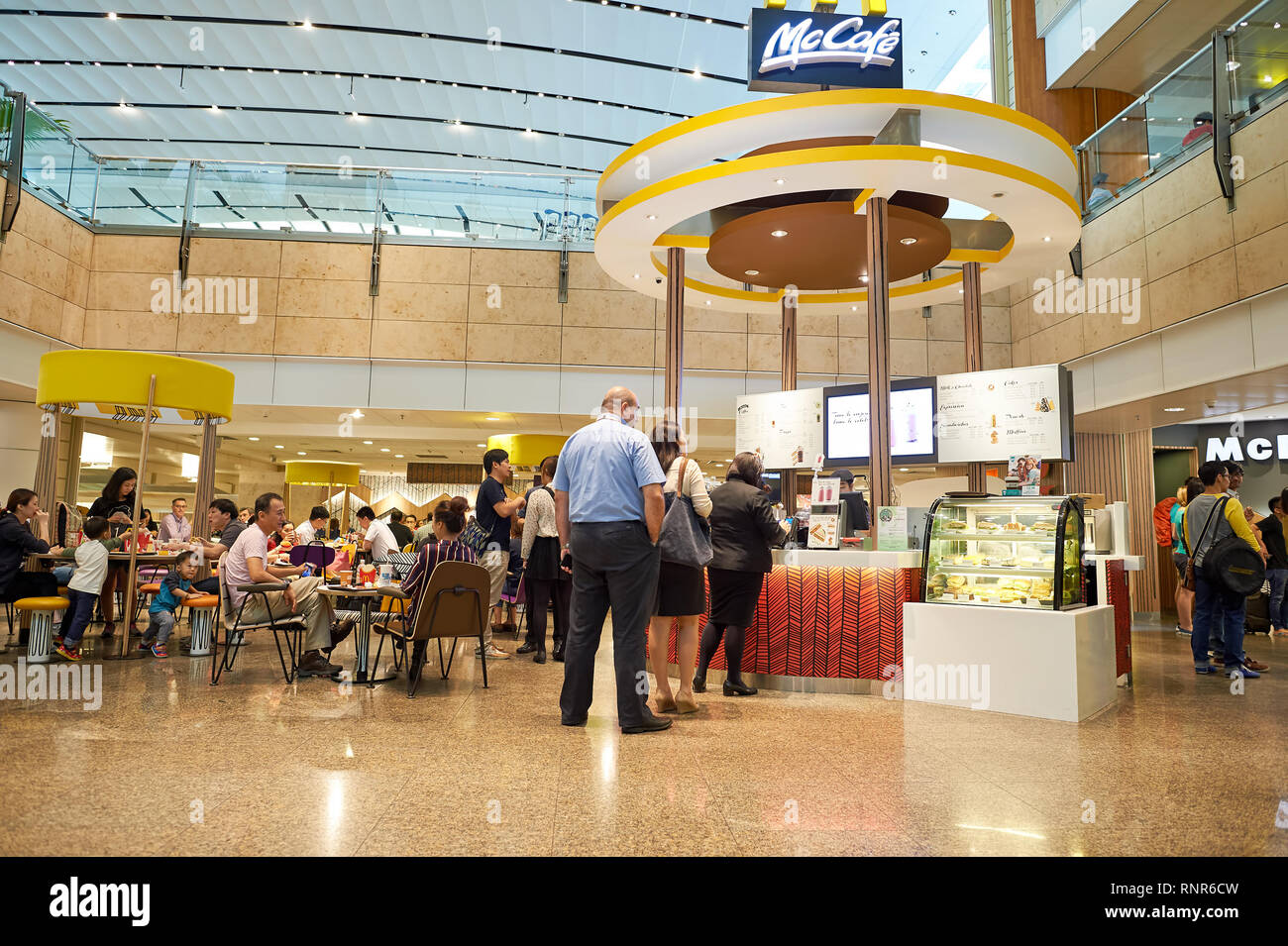 SINGAPORE - CIRCA NOVEMBER, 2015: McCafe in Singapore Changi Airport ...
