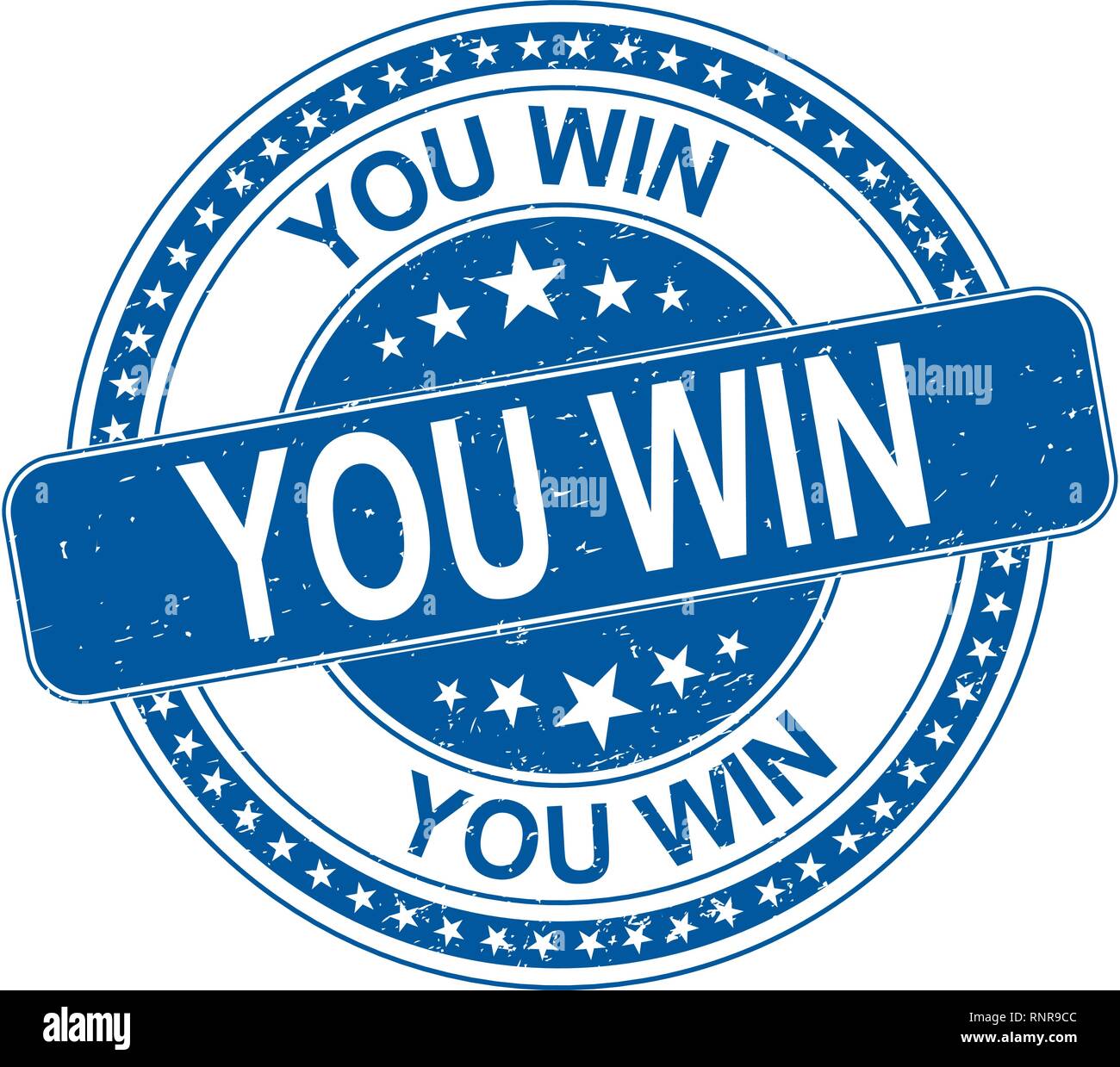 you win round blue rubber stamp grungy illustration Stock Vector Image ...