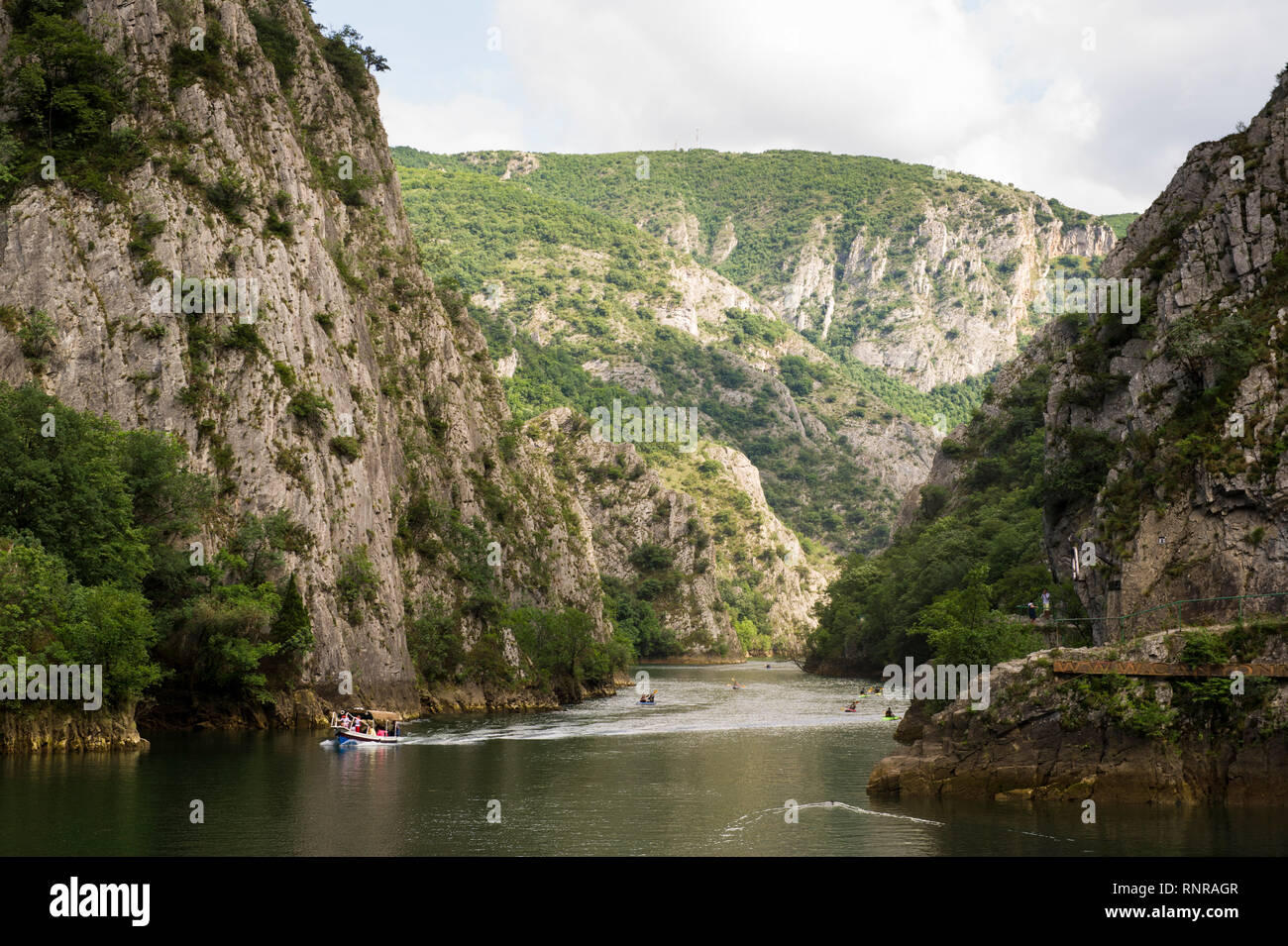 Boating and kayaking in Matka Gorge, Macedonia Stock Photo - Alamy