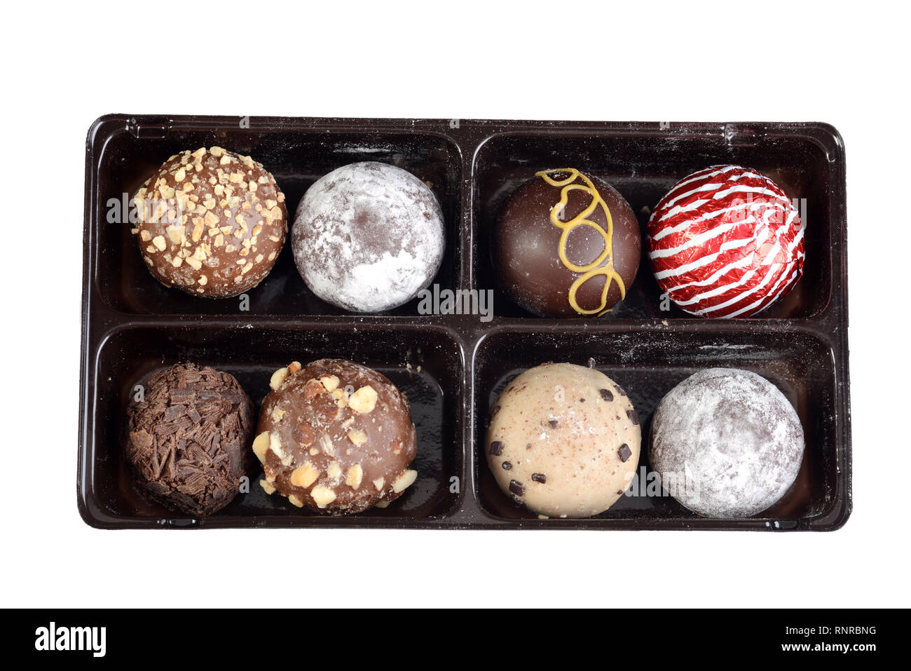 isolated top view handmade box of chocolates Stock Photo - Alamy
