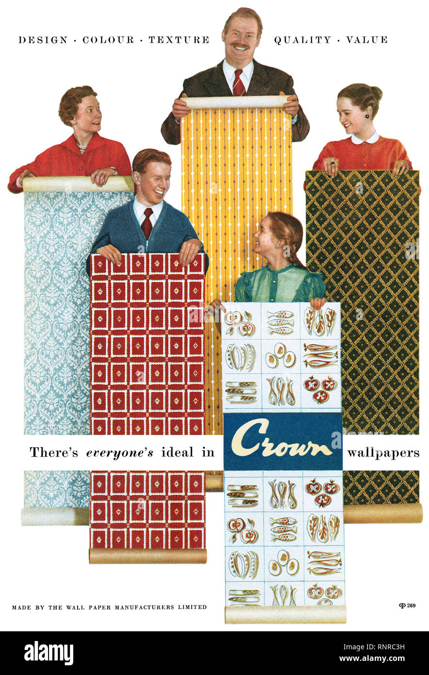 1956 British advertisement for Crown Wallpapers Stock Photo - Alamy