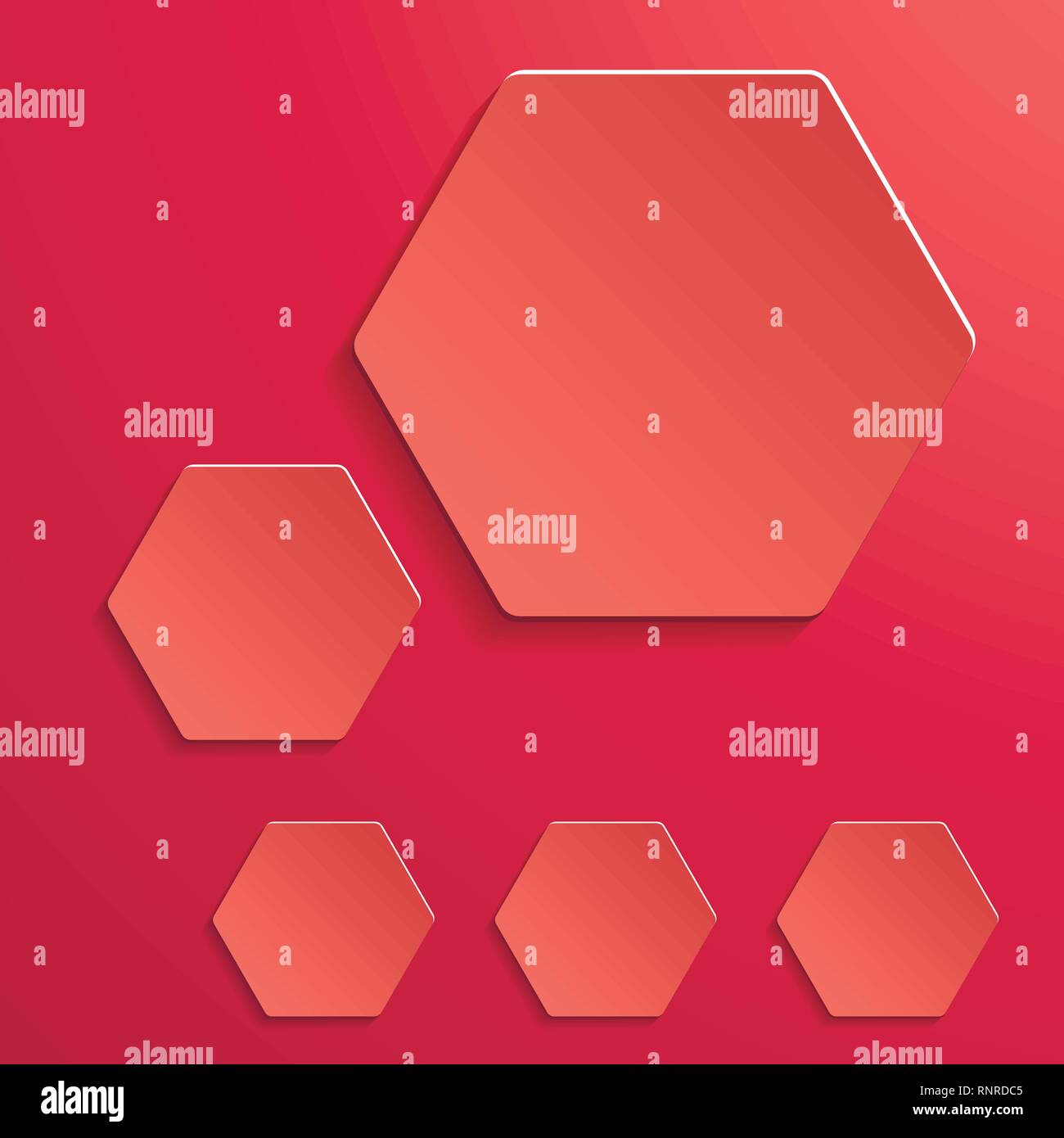 Original vector collage with hexagon paper plates in coral color Stock ...