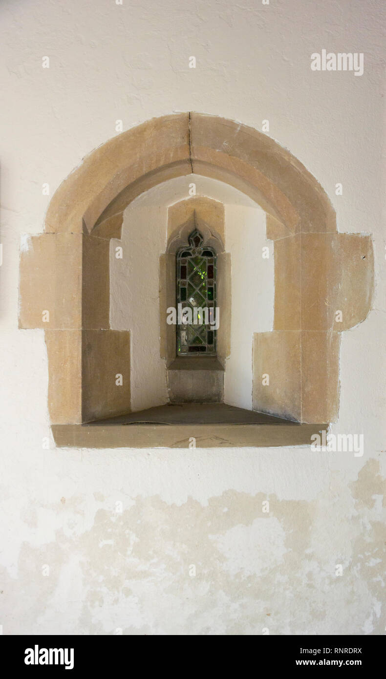 Holy Cross Church, Bearsted, Kent, UK. A Gothic window in the 14th ...
