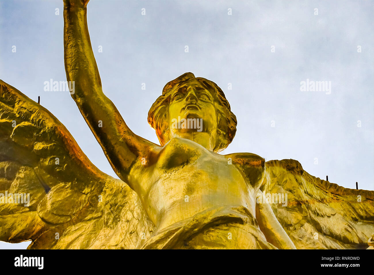 Golden Angel Independence Monument Under Sun Mexico City Mexico. Built ...