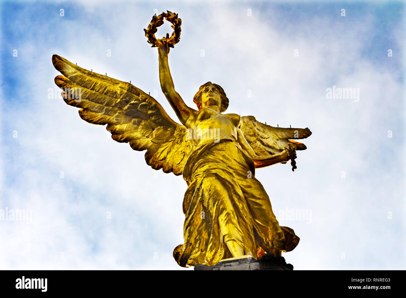 Golden Angel Independence Monument Under Sun Mexico City Mexico. Built ...