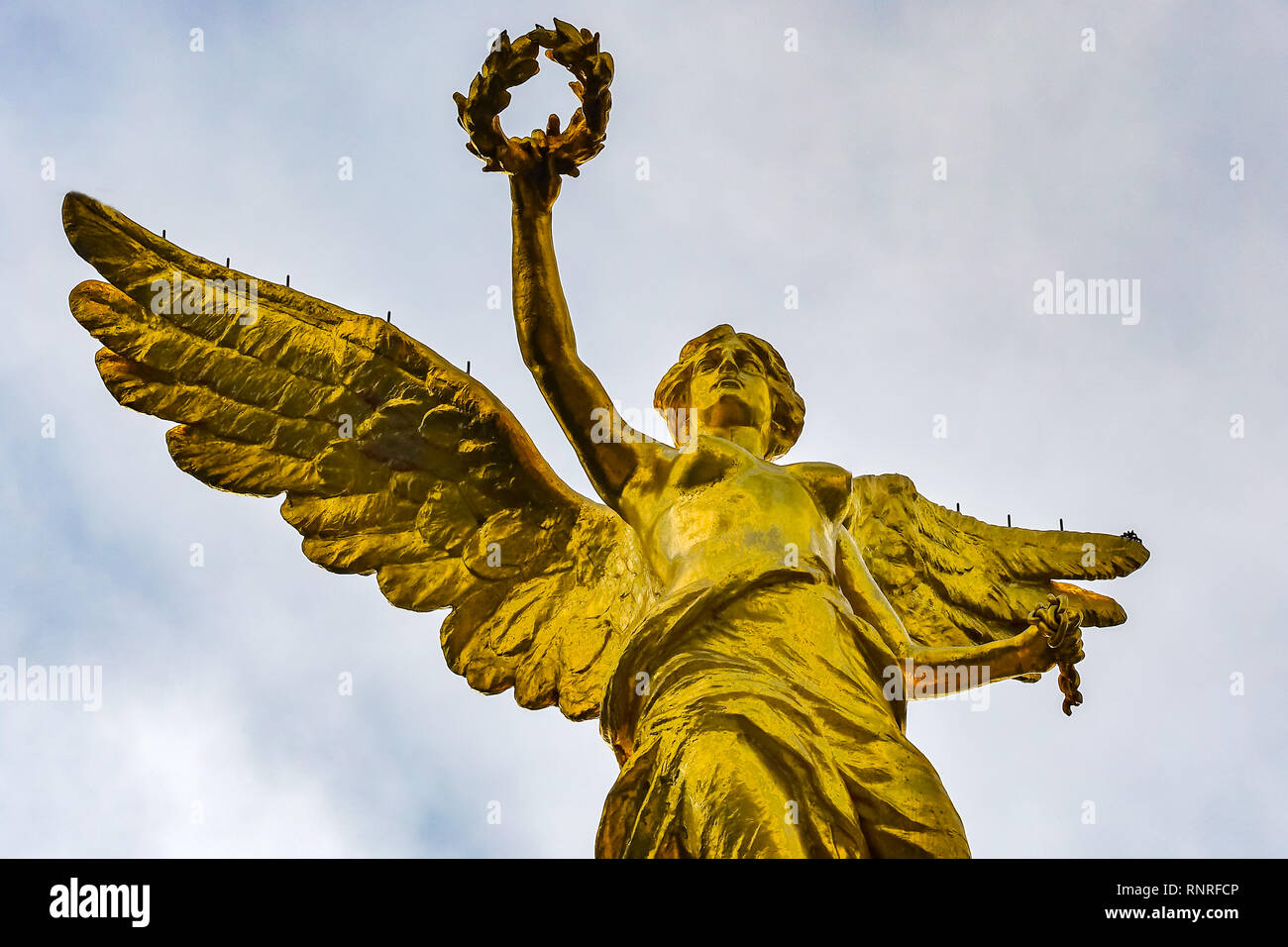 Golden Angel Independence Monument Under Sun Mexico City Mexico. Built ...
