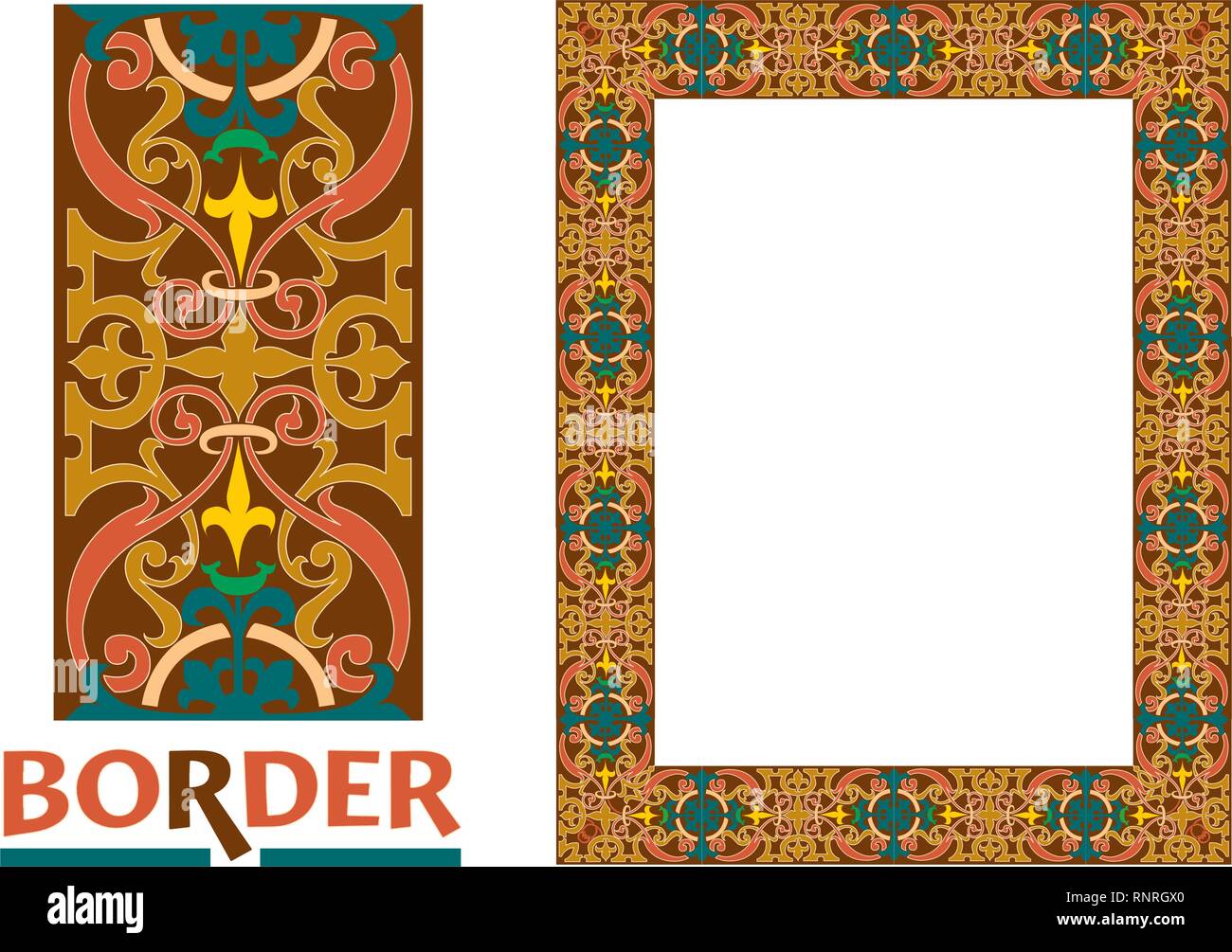 Old World Borders Vector - Tiled frame in plant leaves and flowers ...