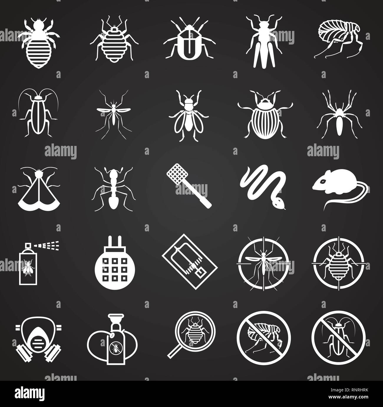 Pest icons set on black background for graphic and web design, Modern ...
