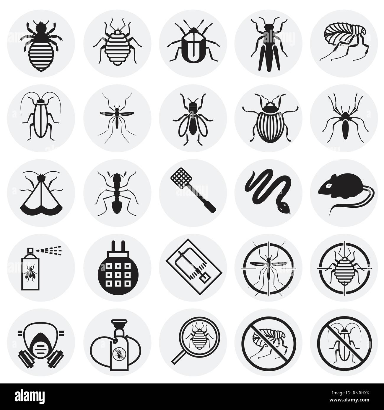 Pest icons set on circles background for graphic and web design, Modern ...