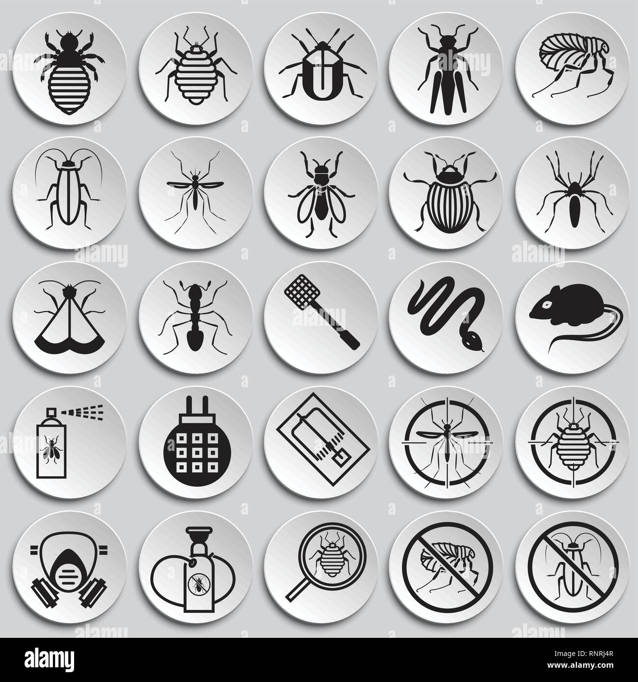 Pest icons set on plates background for graphic and web design, Modern ...