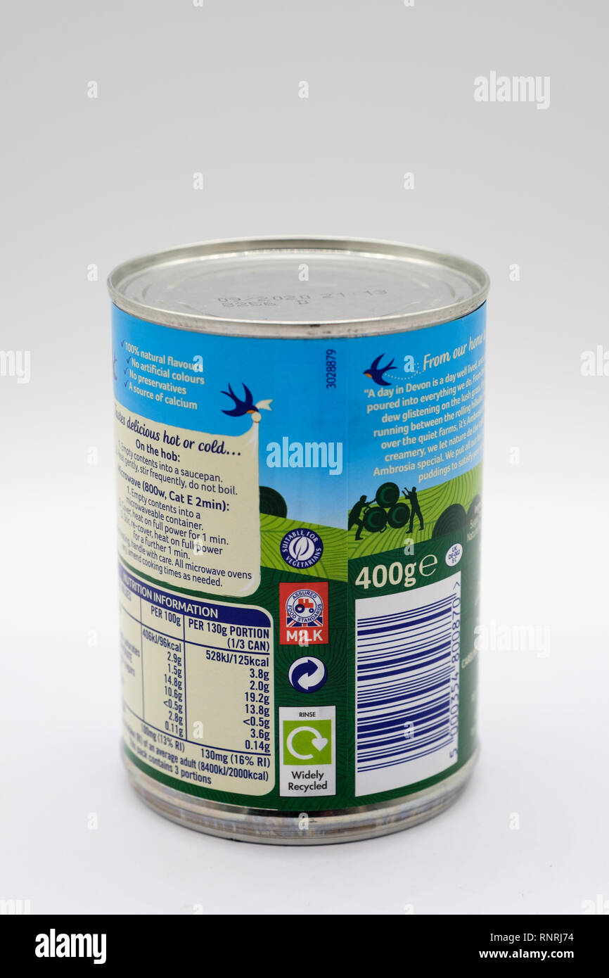 Largs, Scotland, UK - February 19, 2019: Ambrosia Branded Deven Custard ...