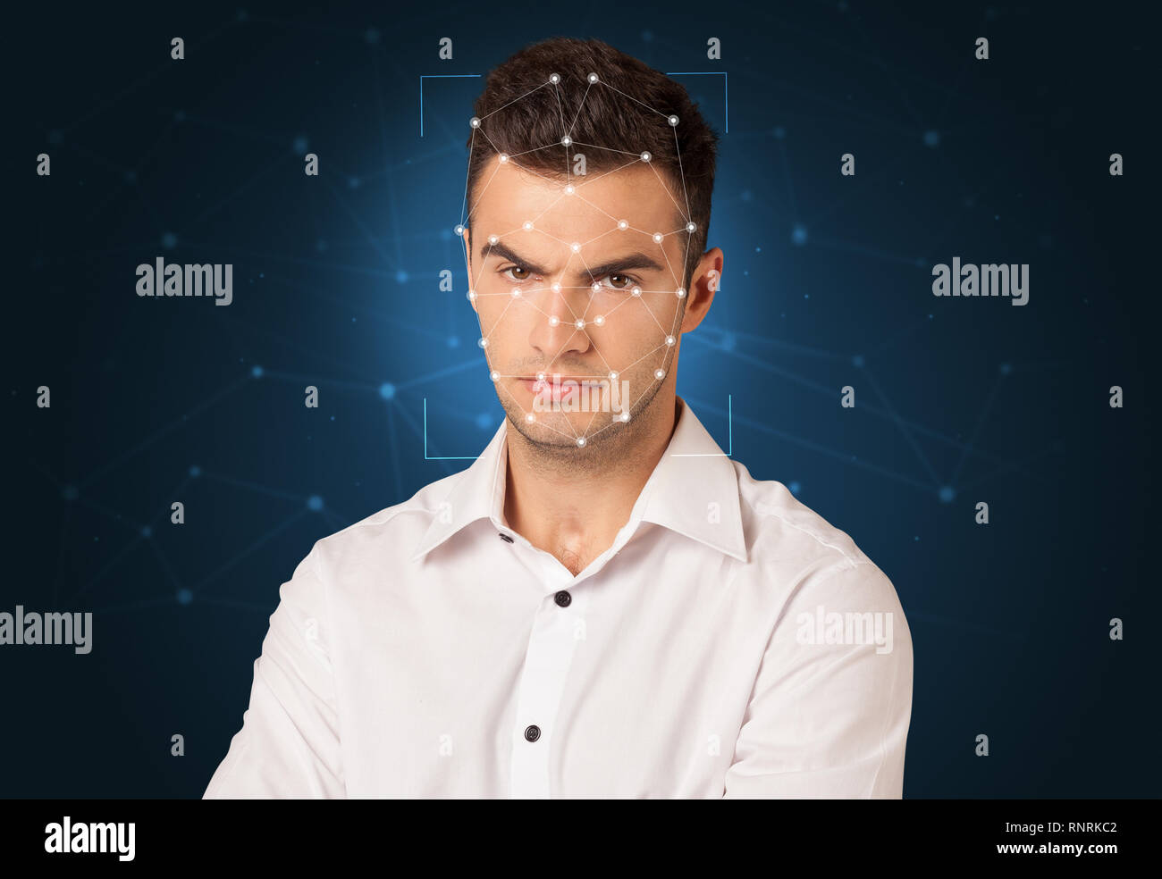 Recognition of a face by layering a mesh. Biometric verification and ...