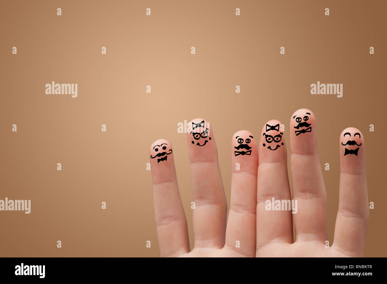 Elegant happy face fingers hugs each other Stock Photo - Alamy