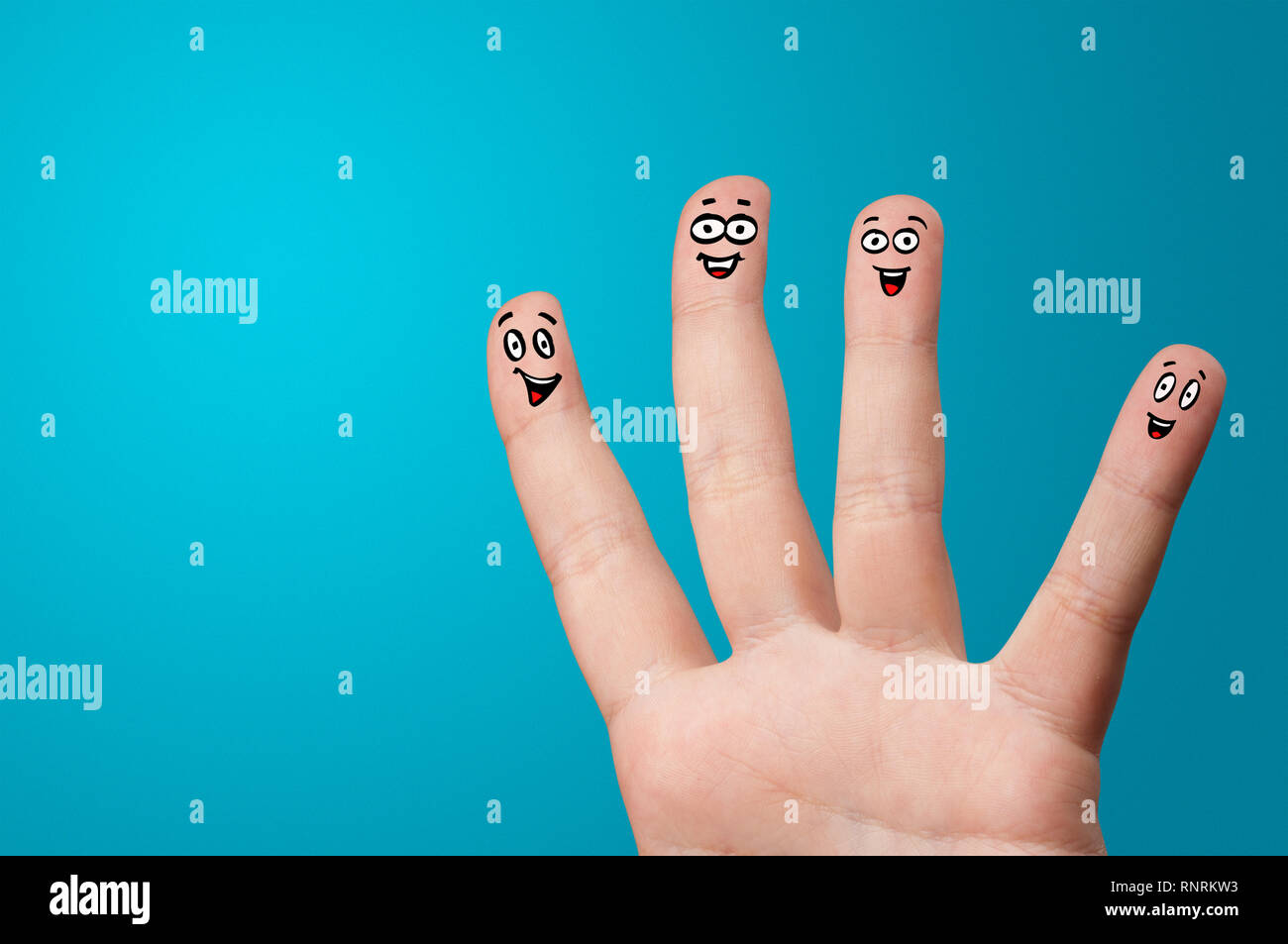 Happy face fingers hug each other Stock Photo - Alamy