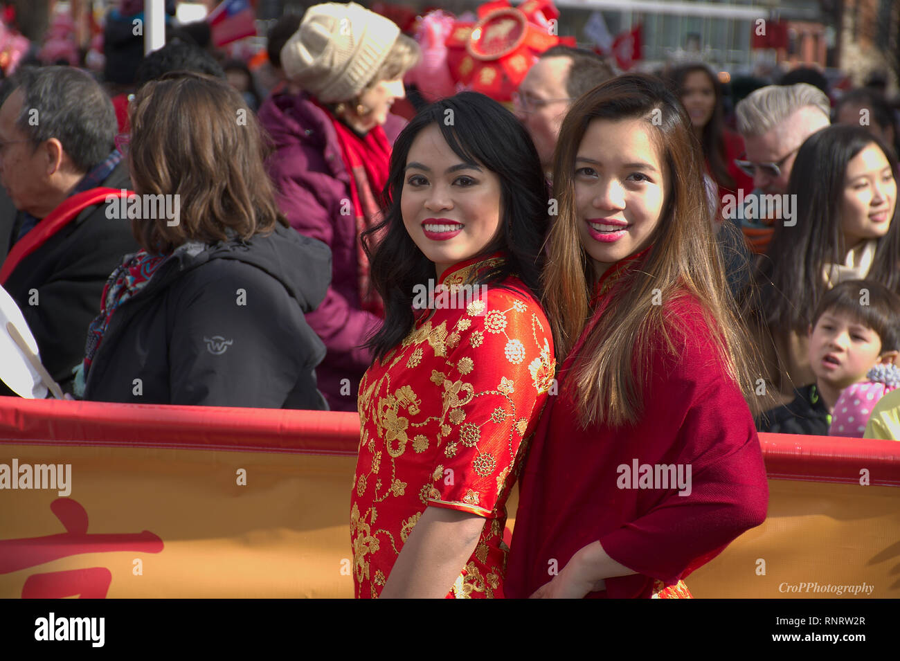 Asian women dressed in traditional clothes at Chinese New Year 2019 ...