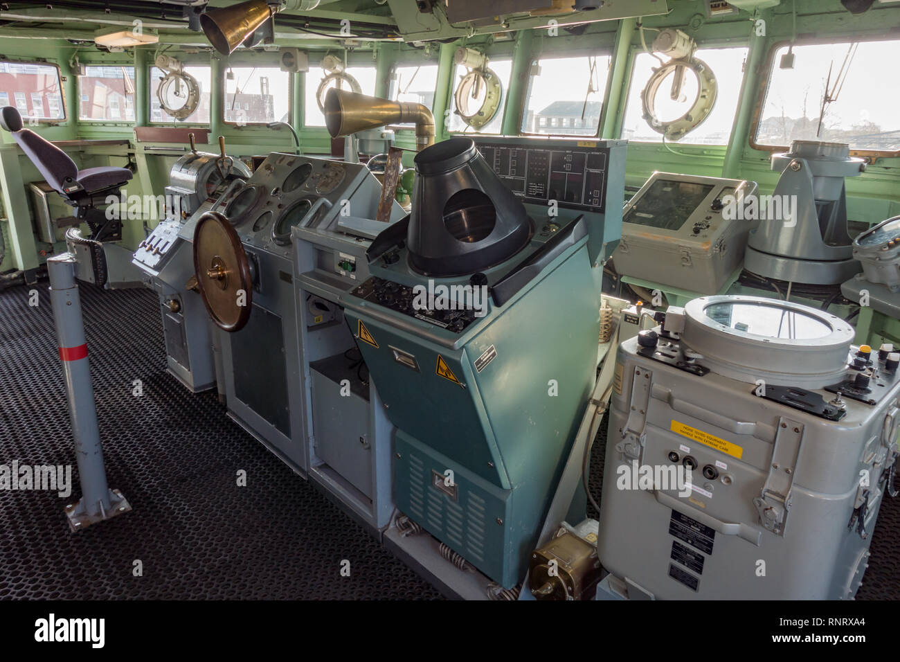 The wheel house of German Navy Destroyer Molders D186 Wilhelmshaven ...
