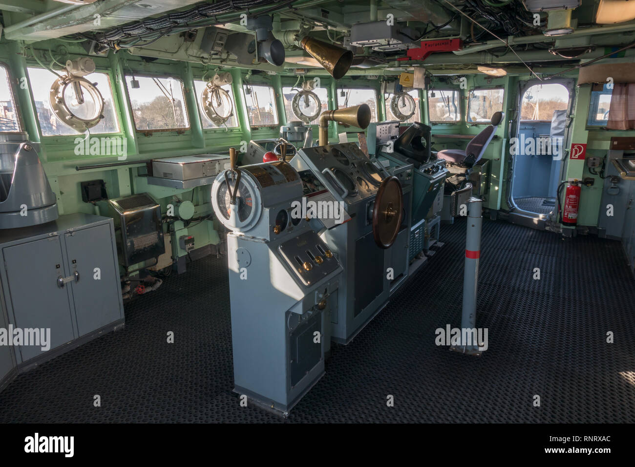 The wheel house of German Navy Destroyer Molders D186 Wilhelmshaven ...