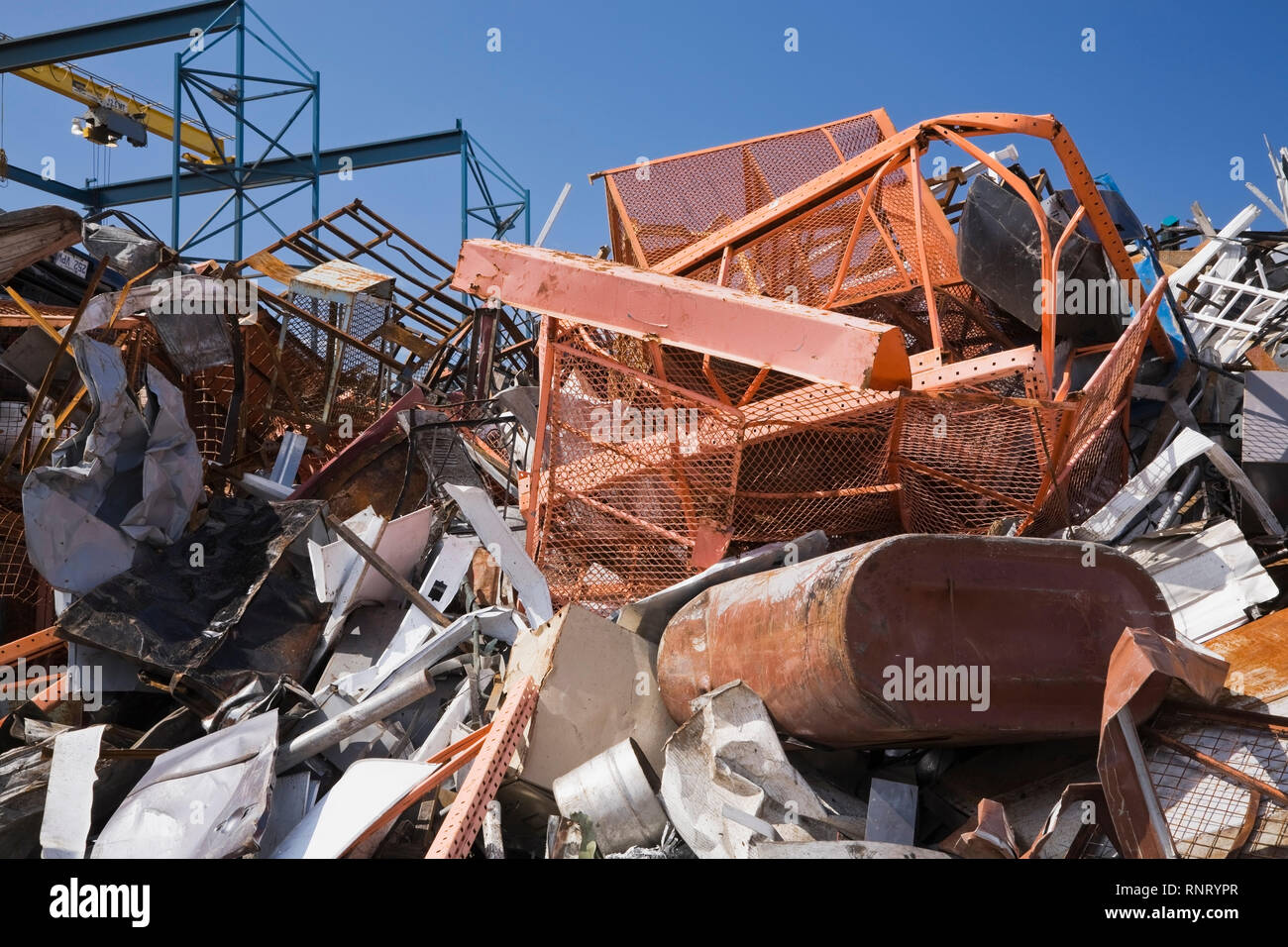 Pile of discarded metal items at a scrap metal recycling yard Stock ...