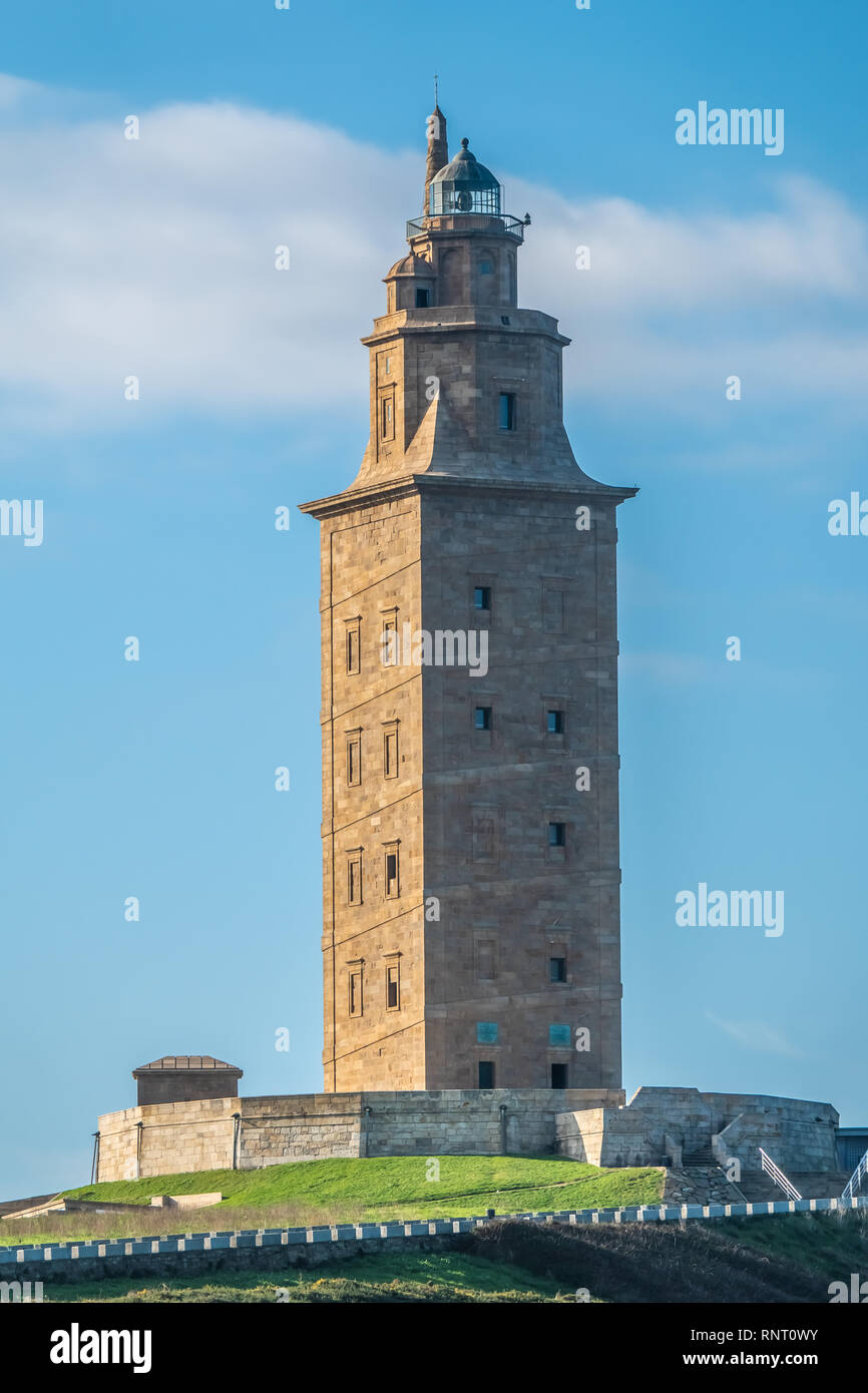 The Tower of Hercules, an ancient Roman lighthouse on a peninsula about ...