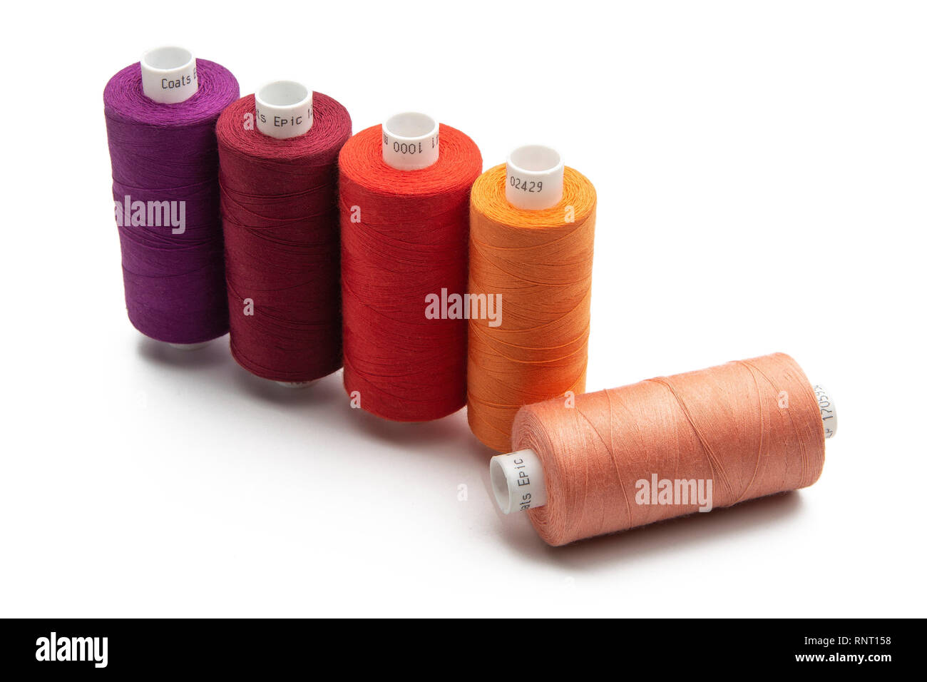 Set of color spool sewing threads on isolated white background Stock ...