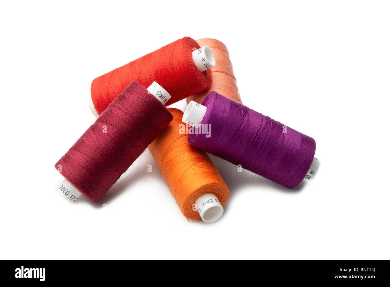 Set of color spool sewing threads on isolated white background Stock ...