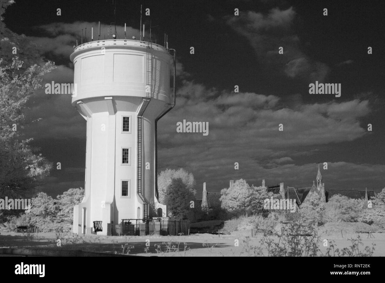 Infrared image of the water tower on St Thomas Hill, Canterbury, Kent ...