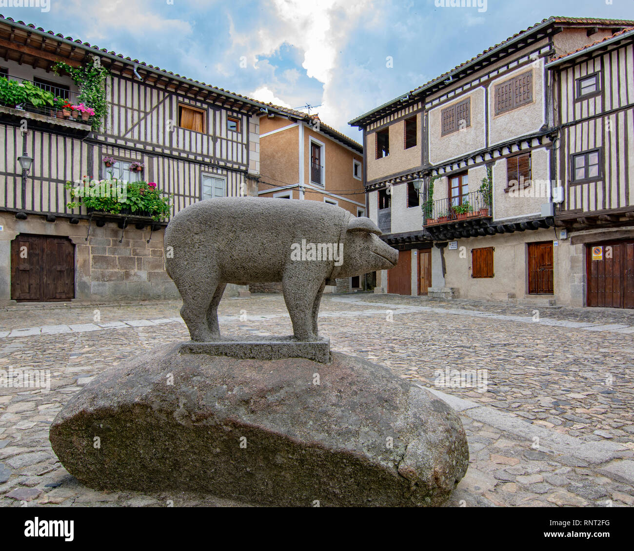 Alberca, Salamanca, Spain; June 2017: Saint Martin's pig. A granite ...