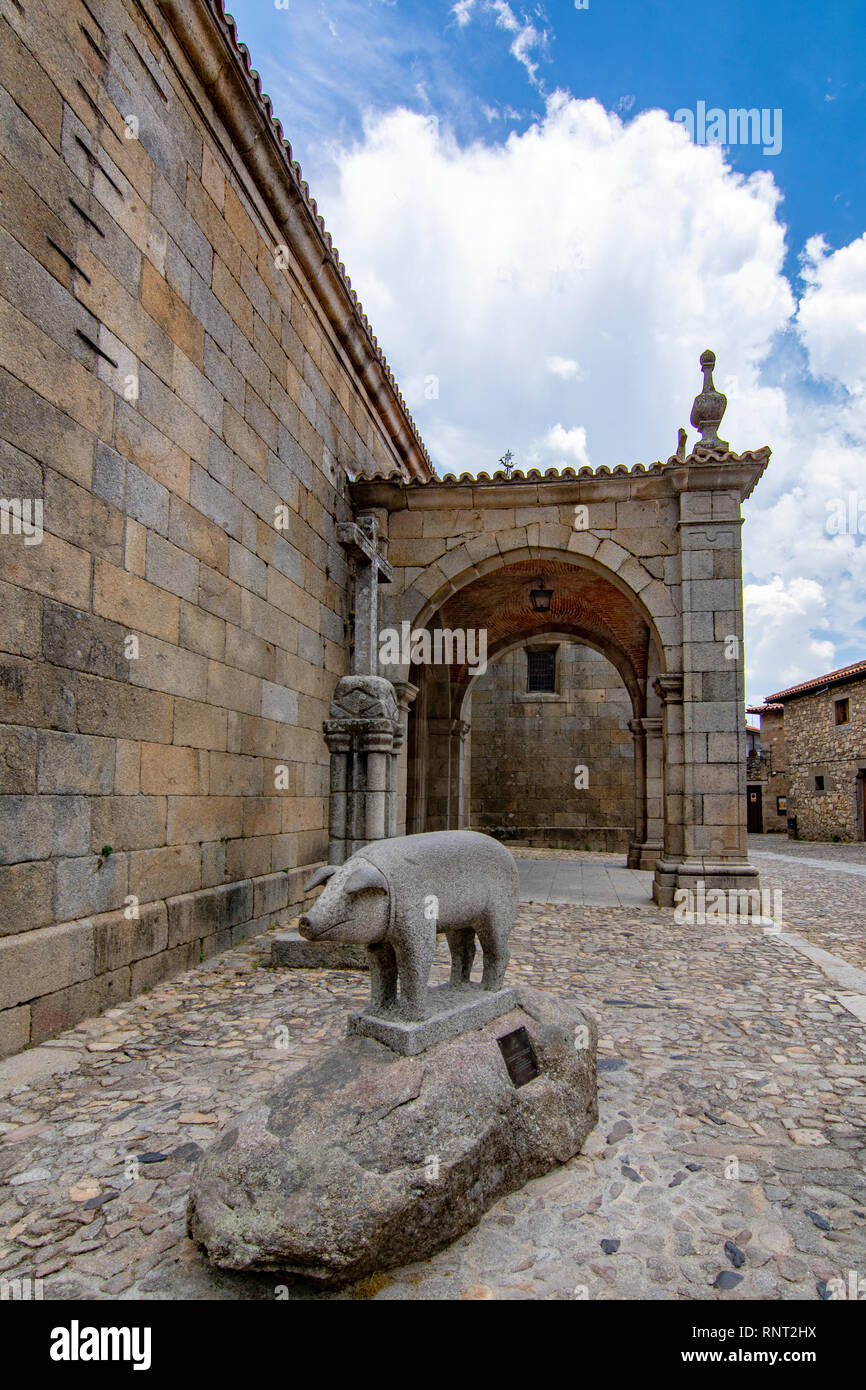 Alberca, Salamanca, Spain; June 2017: Saint Martin's pig. A granite ...