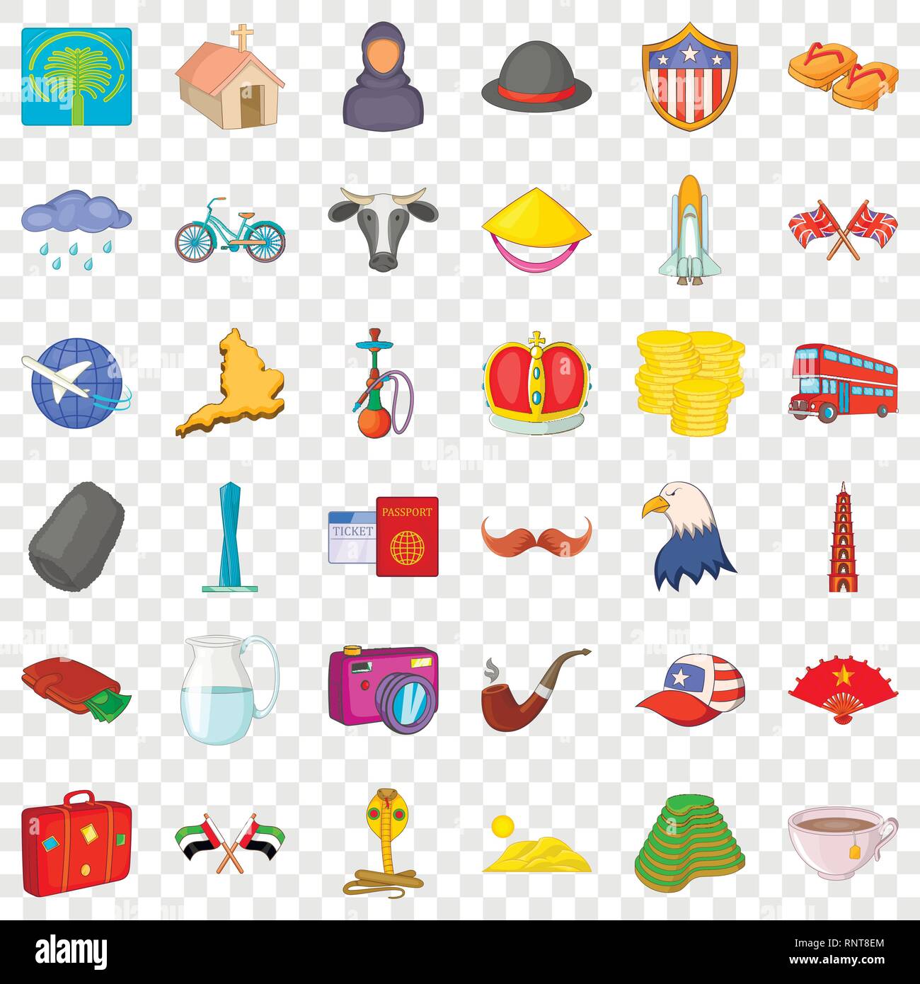World travel icons set, cartoon style Stock Vector Image & Art - Alamy