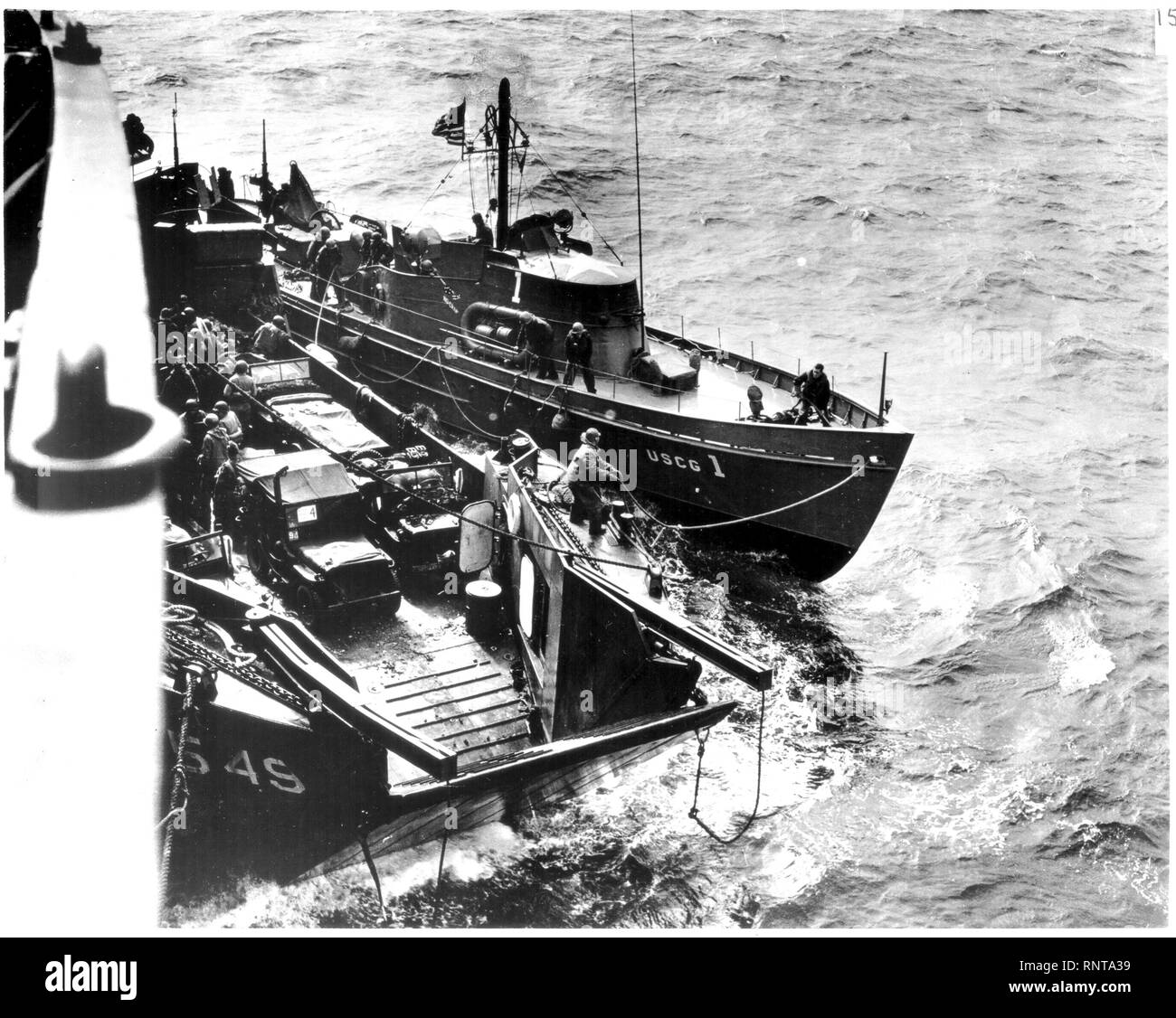 probably 6 June 1944 - The 83-foot Coast Guard cutter USCG 1 off Omaha ...
