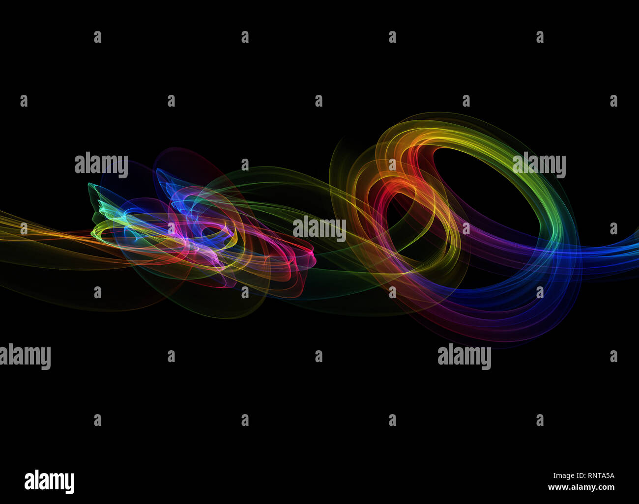 abstract colorful wavy smoke flame over black background Stock Photo ...