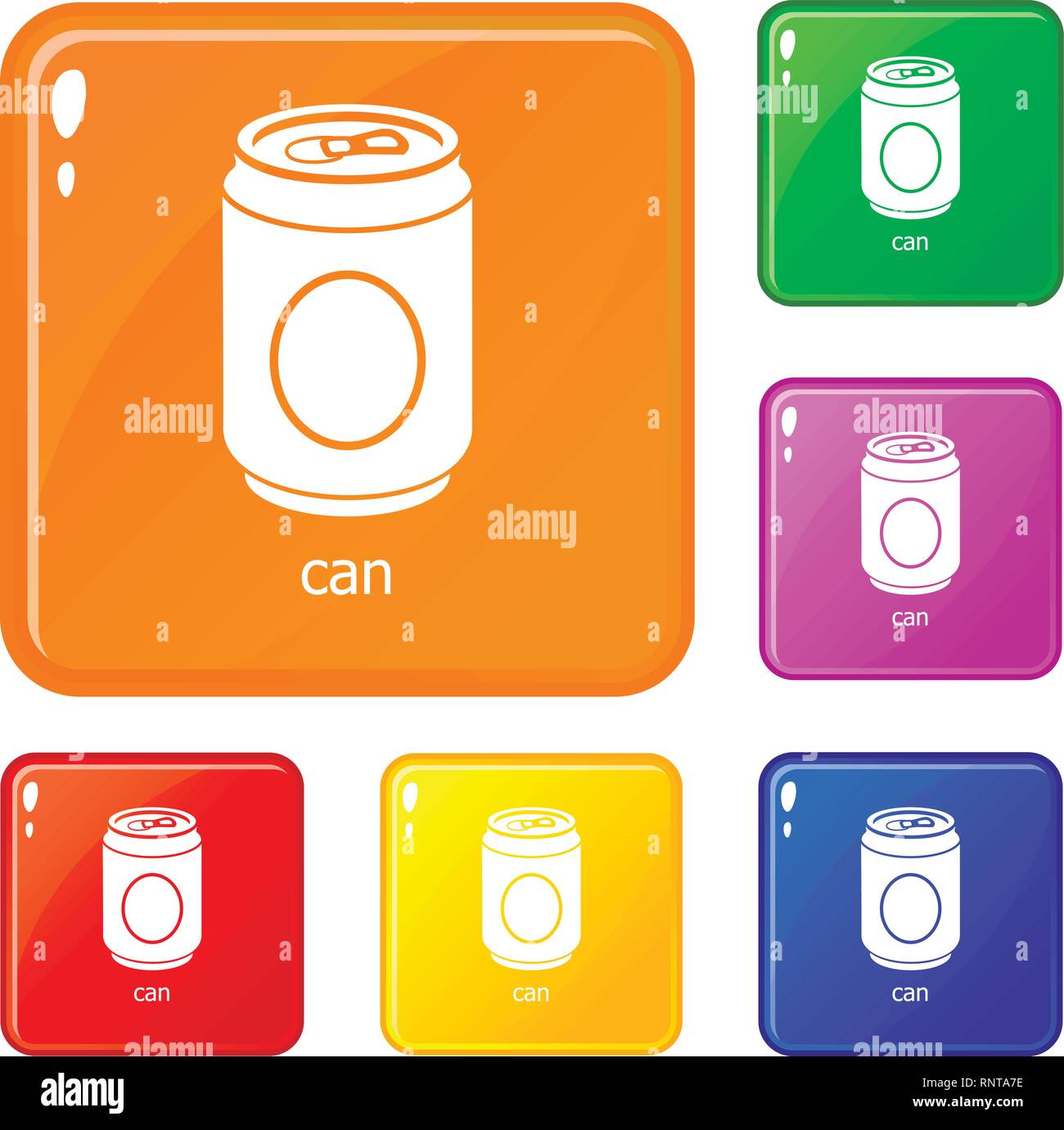 Can icons set vector color Stock Vector Image & Art - Alamy