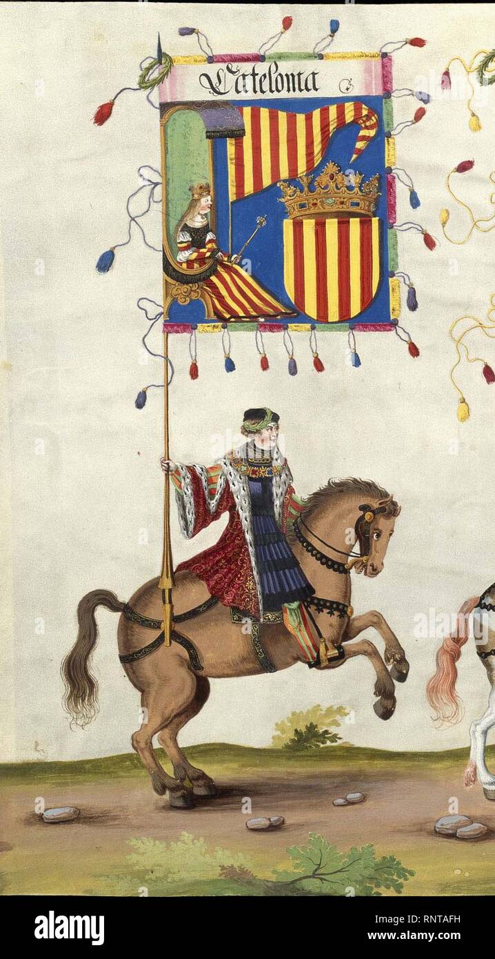 Catalonian flag in Emperor Maximilian triumphal Stock Photo - Alamy