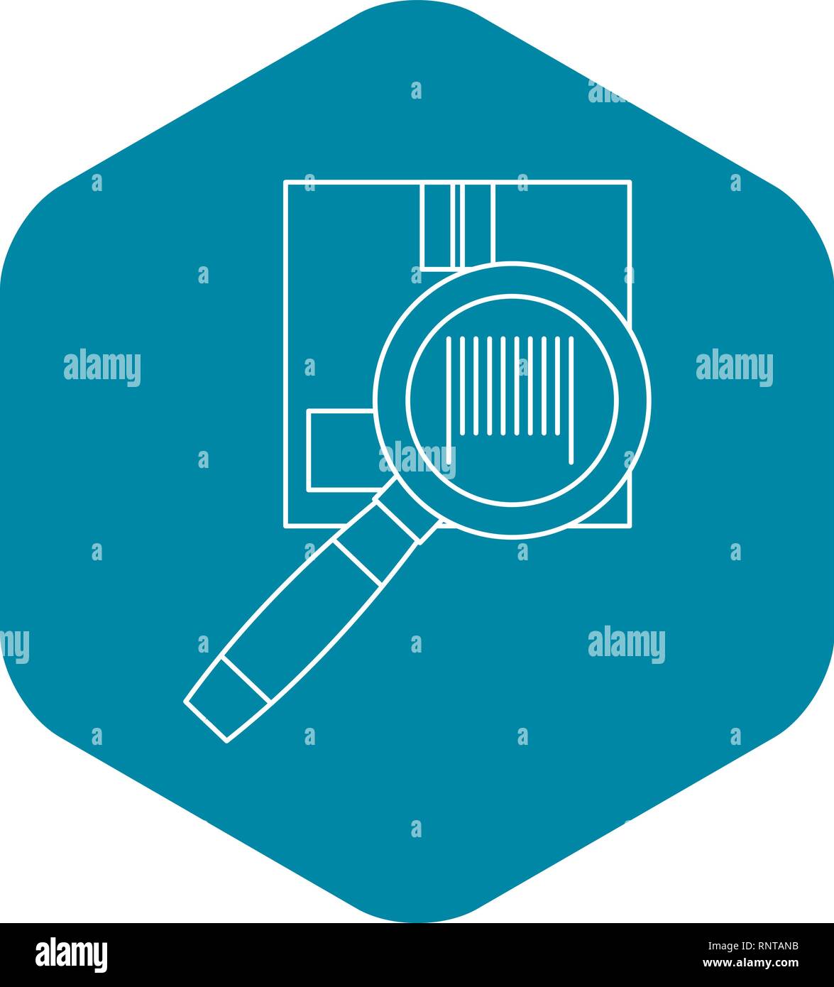 Cardboard box and magnifying glass icon Stock Vector Image & Art - Alamy