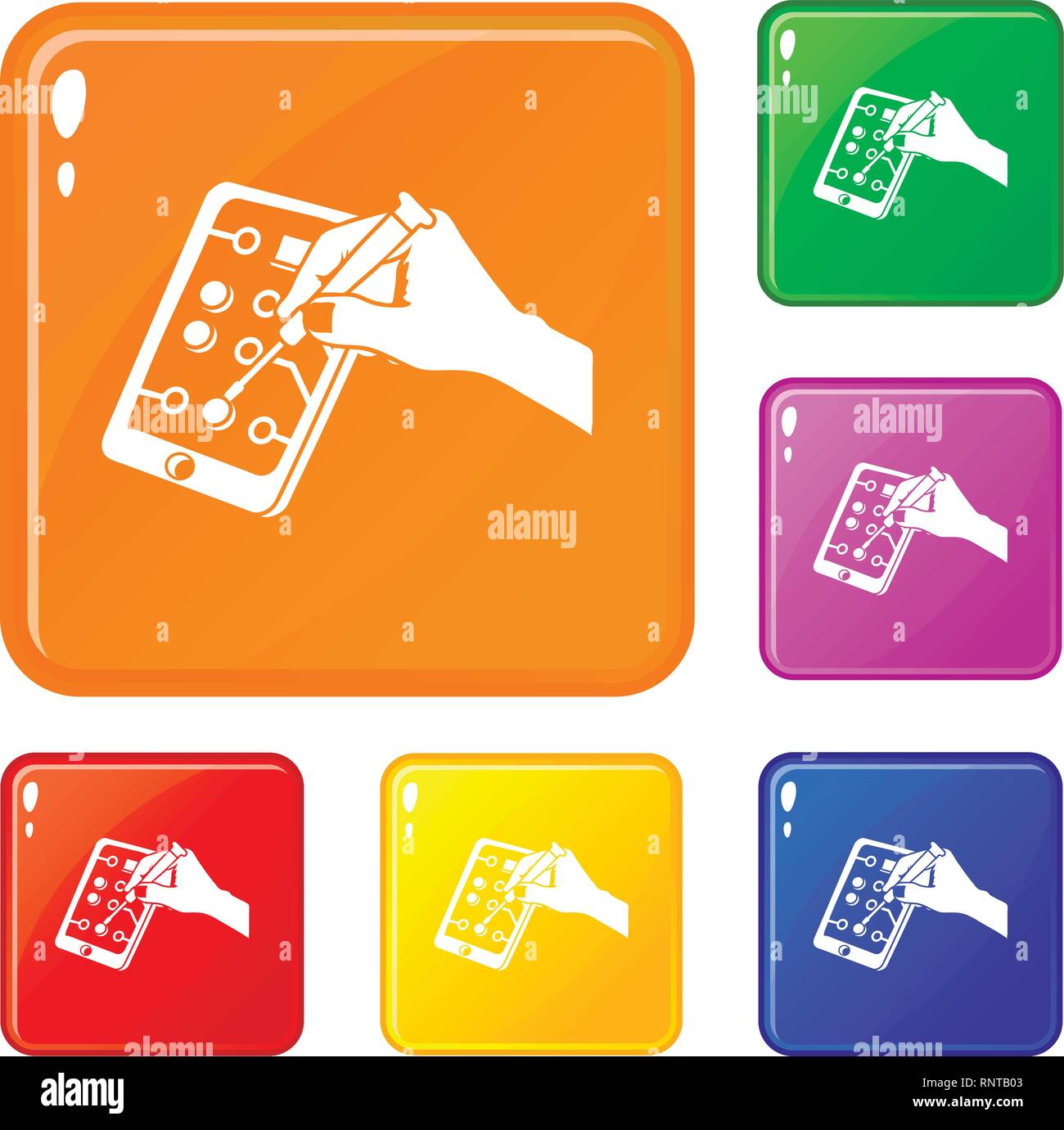 Repair screen smartphone icons set vector color Stock Vector Image ...