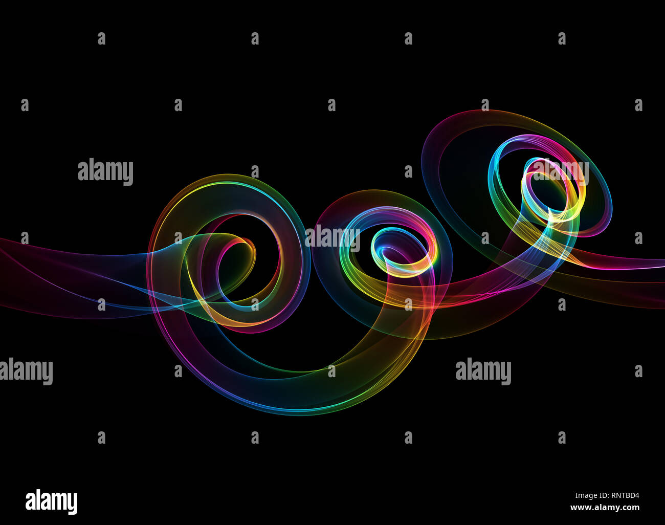 abstract colorful wavy smoke flame over black background Stock Photo ...