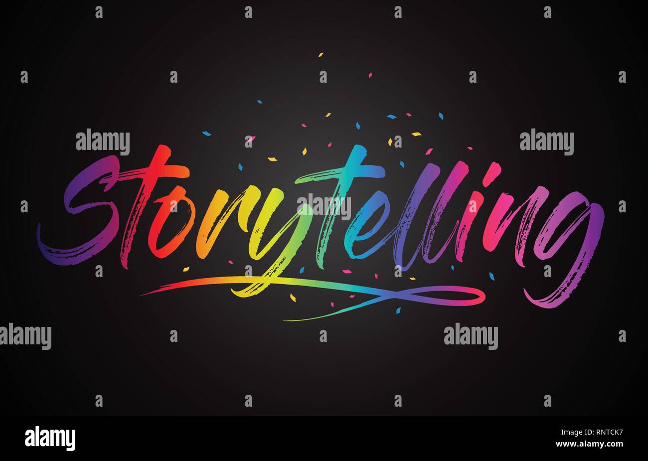 Storytelling Word Text with Handwritten Rainbow Vibrant Colors and ...