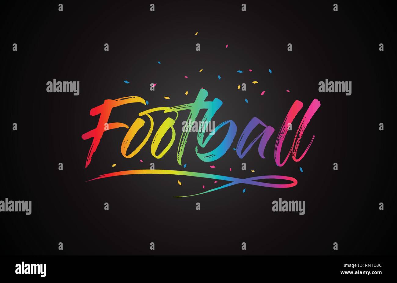 Football Word Text with Handwritten Rainbow Vibrant Colors and Confetti ...