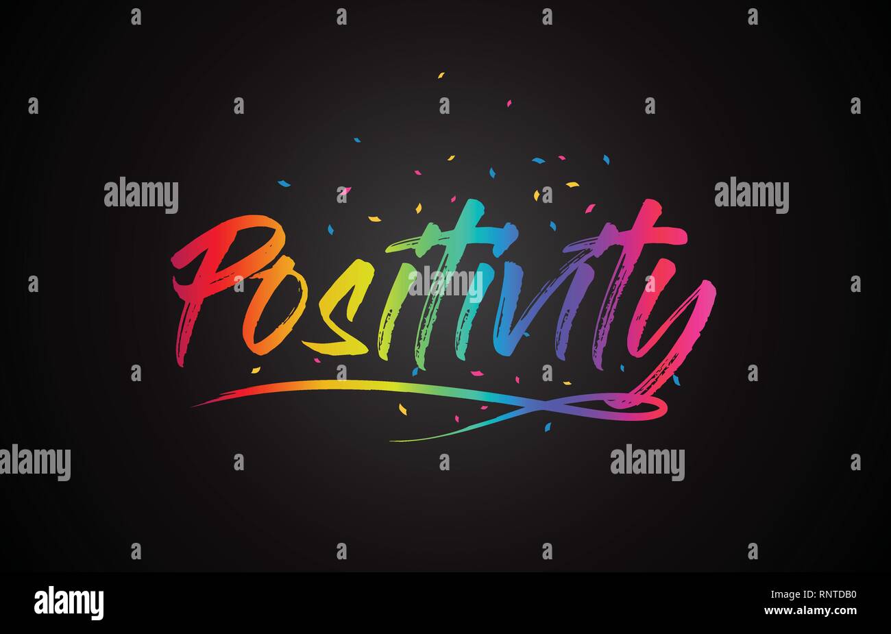 Positivity Word Text with Handwritten Rainbow Vibrant Colors and ...