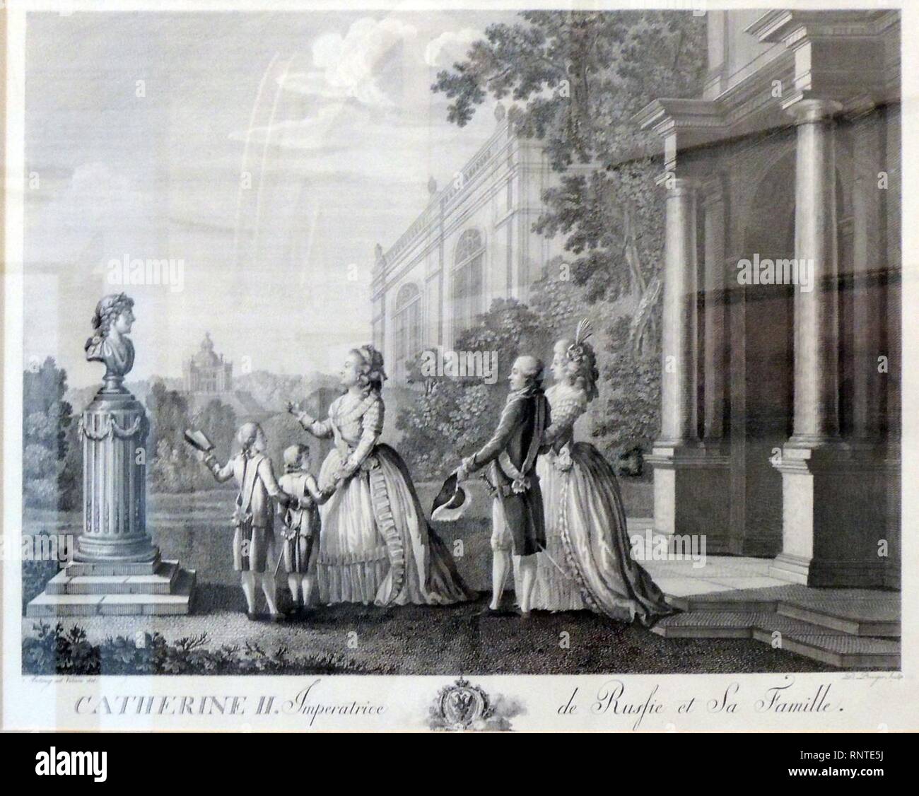 Catherine II with her family (engraving Stock Photo - Alamy
