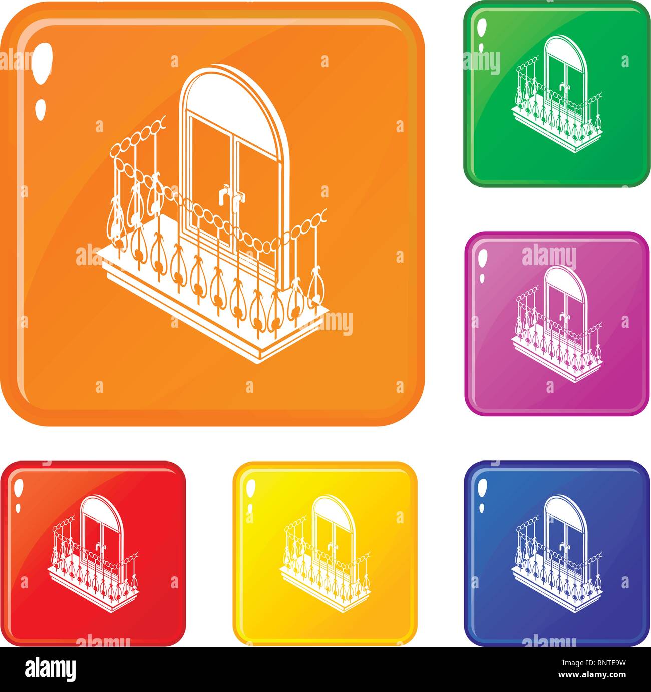 Metal balcony icons set vector color Stock Vector Image & Art - Alamy