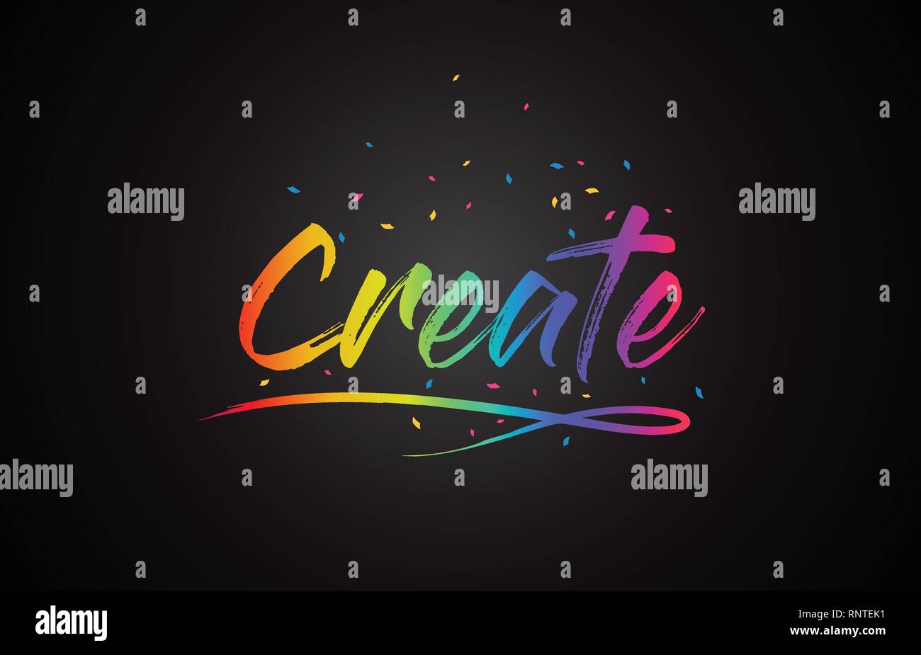 Create Word Text with Handwritten Rainbow Vibrant Colors and Confetti ...