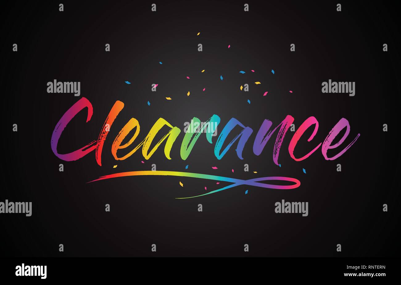 Clearance Word Text with Handwritten Rainbow Vibrant Colors and ...