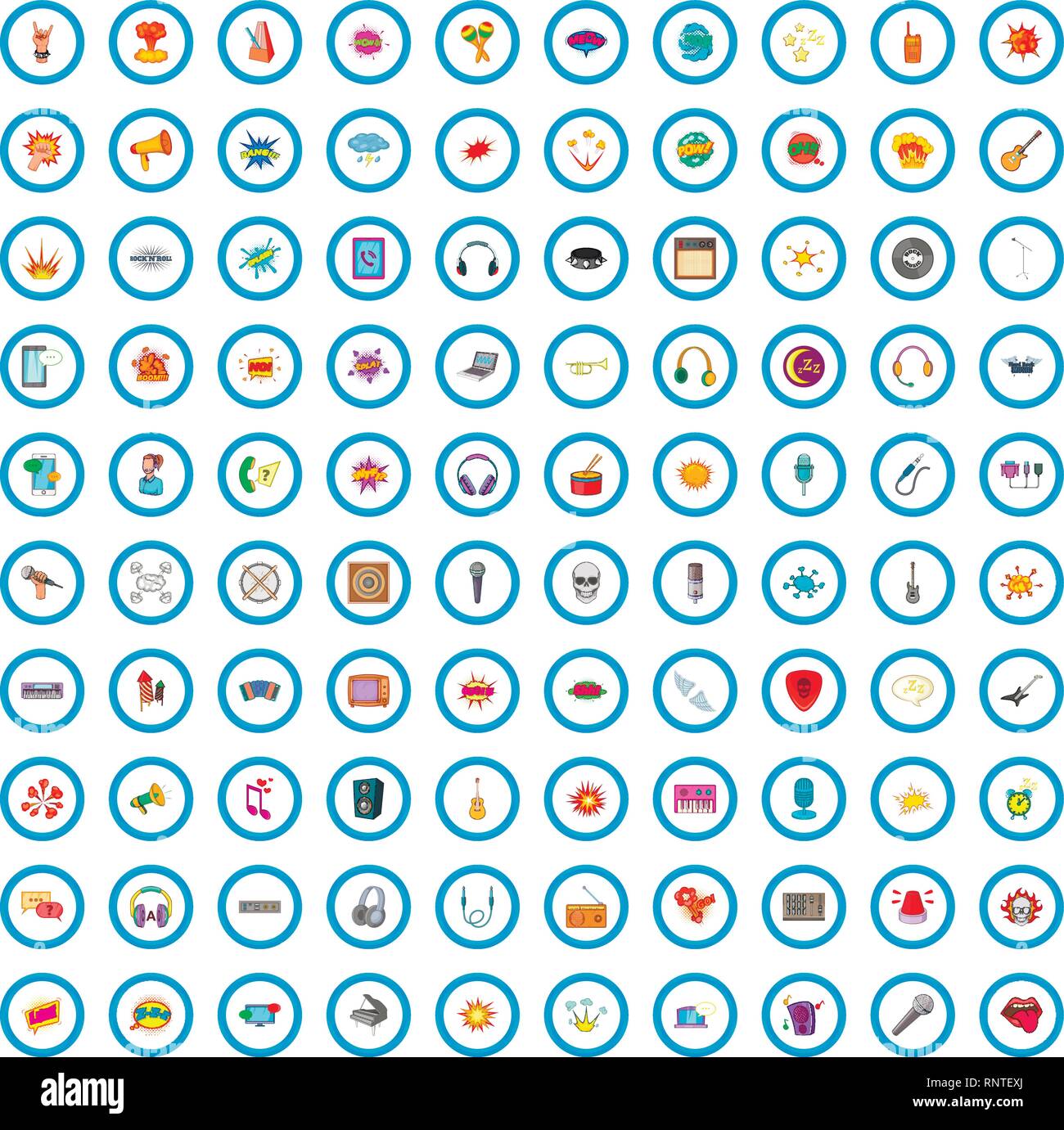 100 audio icons set, cartoon style Stock Vector Image & Art - Alamy