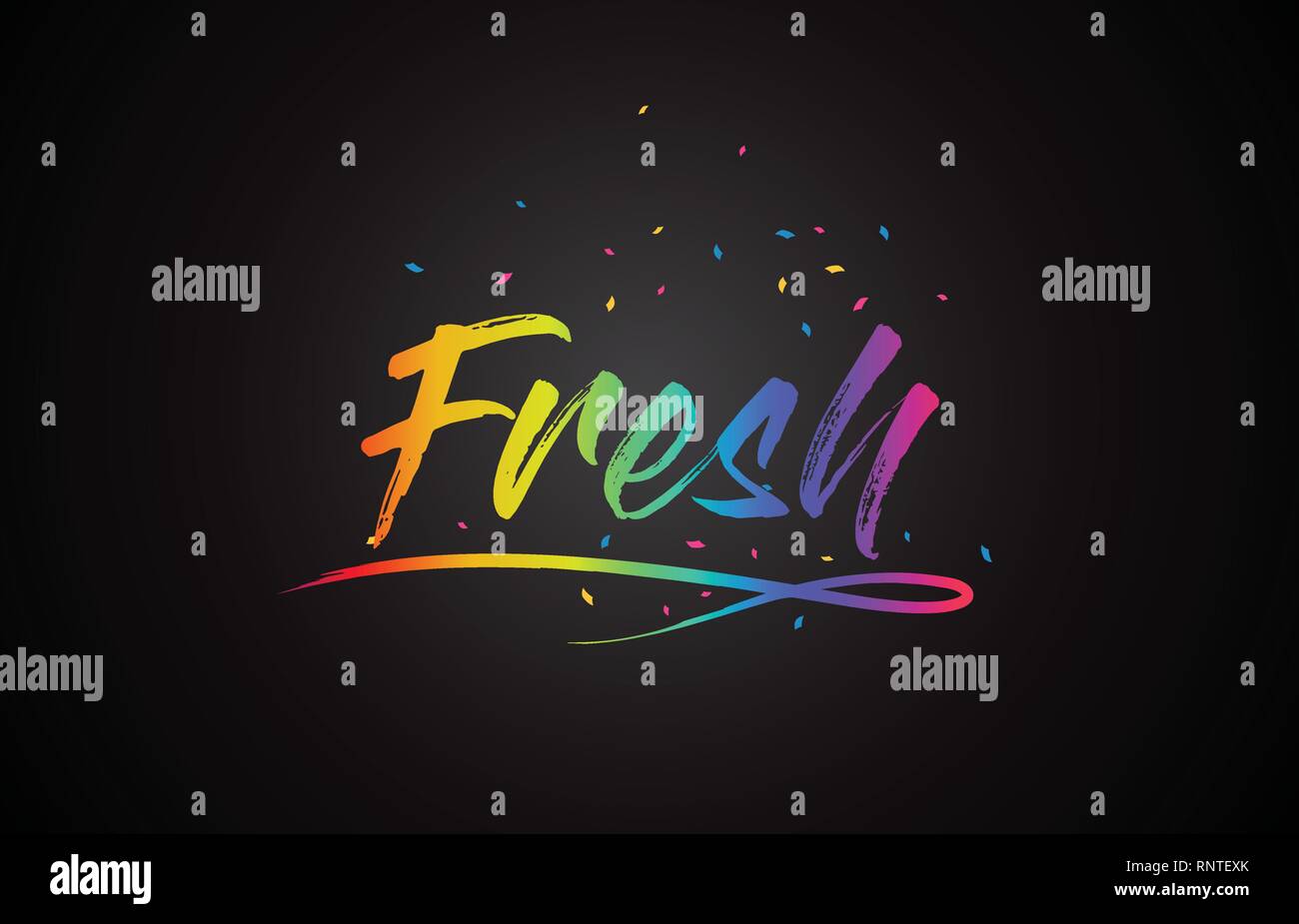 Fresh Word Text with Handwritten Rainbow Vibrant Colors and Confetti ...
